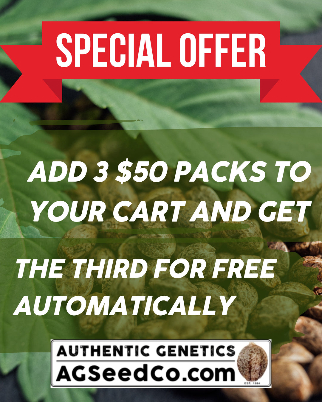 ATTENTION! Add three 10x packs of $50 seeds of your choice for $100.00 ...